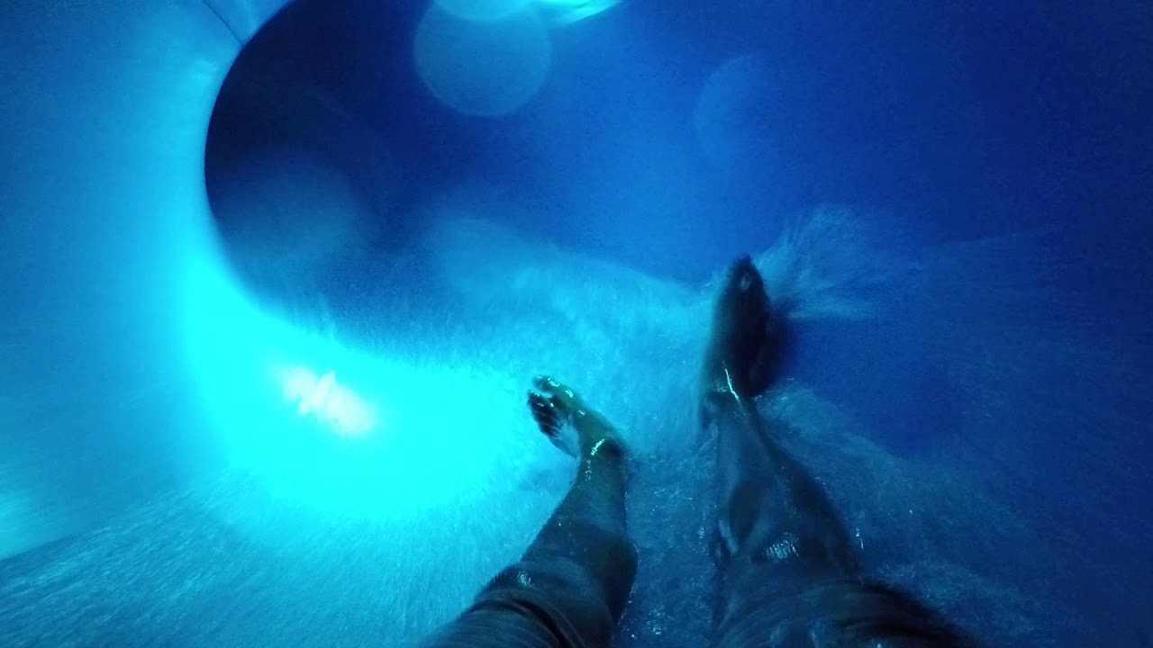 Scary blue shark attack water slide at Tropics water park (Round 4 ...