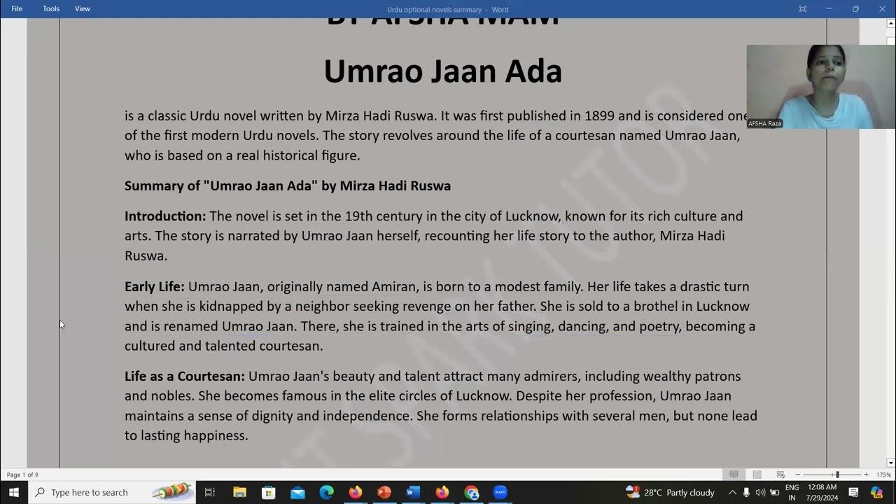 Umrao jaan adaa summary urdu optional - YouTube