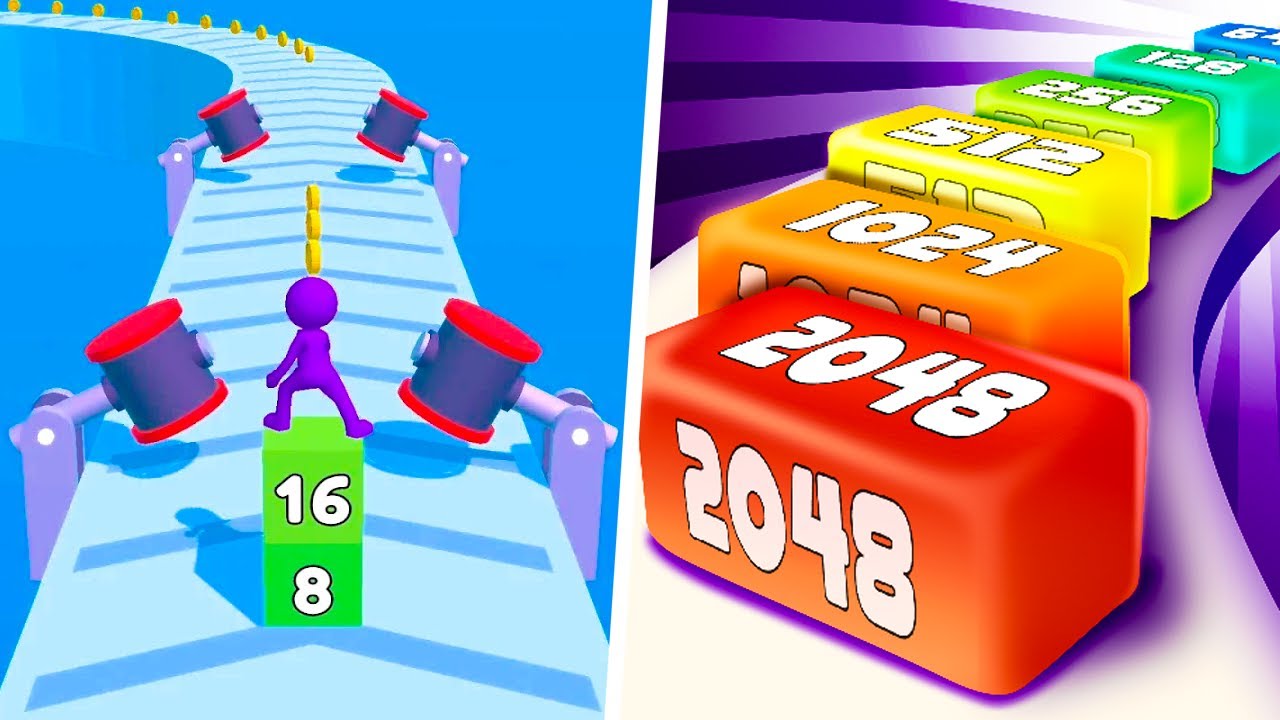 ⭐Tiktok Games Merge Stack Run, Merge Rush 2048 All Levels Satisfying ...