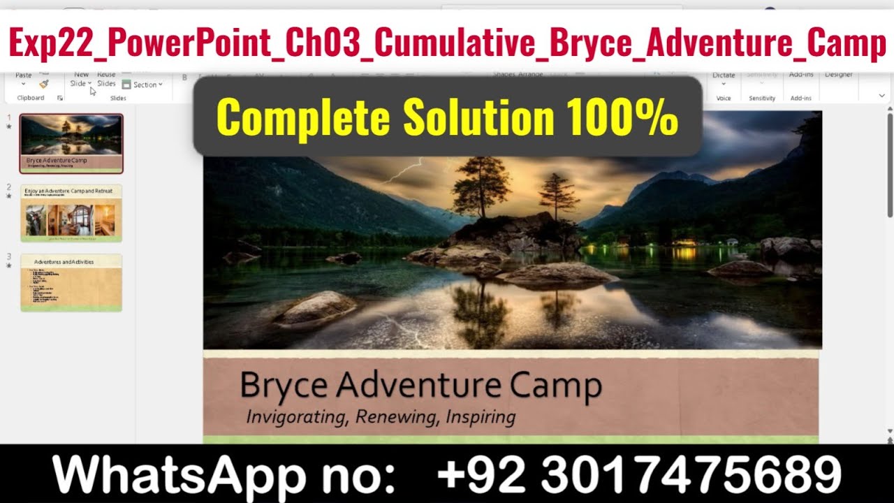 Exp22_PowerPoint_Ch03_Cumulative_Bryce_Adventure_Camp #CumulativeBryceAdventureCamp #PowerPoint ...