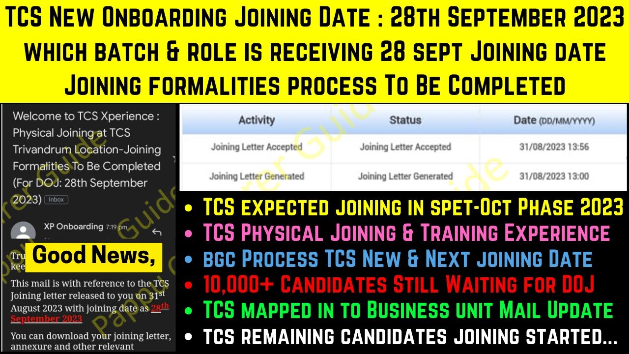 TCS Sept-Oct Phase New Onboarding Joining Date Out 28th September 2023 ...