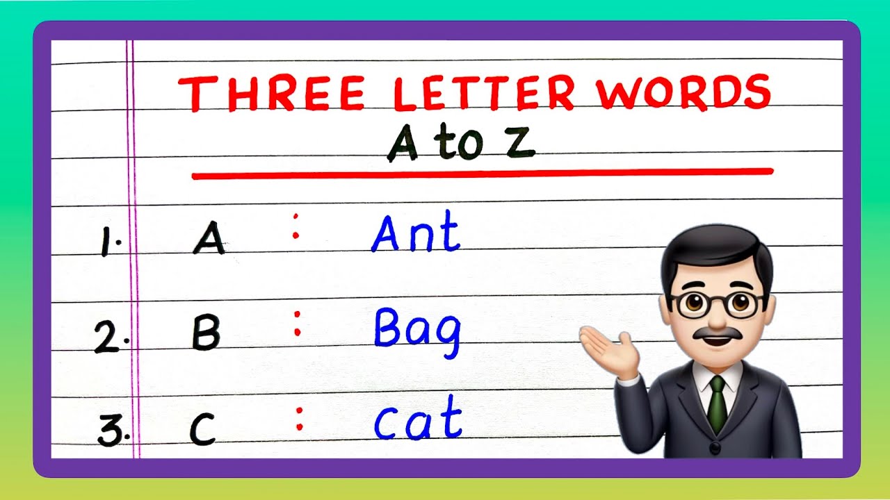 Three Letter Words a to z | Three Letter Words for each Phonics Letter ...