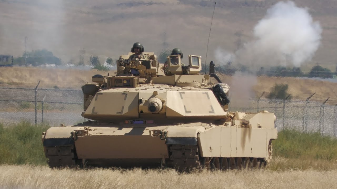 M1 Abrams Battle Tank at Gowen Thunder Airshow. Idaho. 2023. 4K 60fps ...
