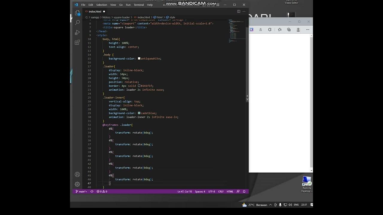 membuat animation loader css square loader - YouTube