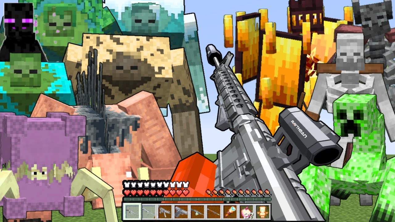 DESTROYING MINECRAFT MUTANT MOBS USING MODERN WEAPONS IN MINECRAFT ...