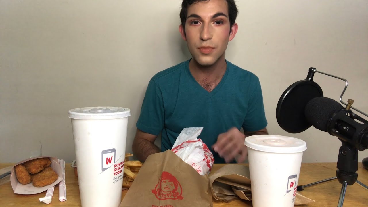 Wendy’s ASMR Mukbang in glam (no talking) - YouTube