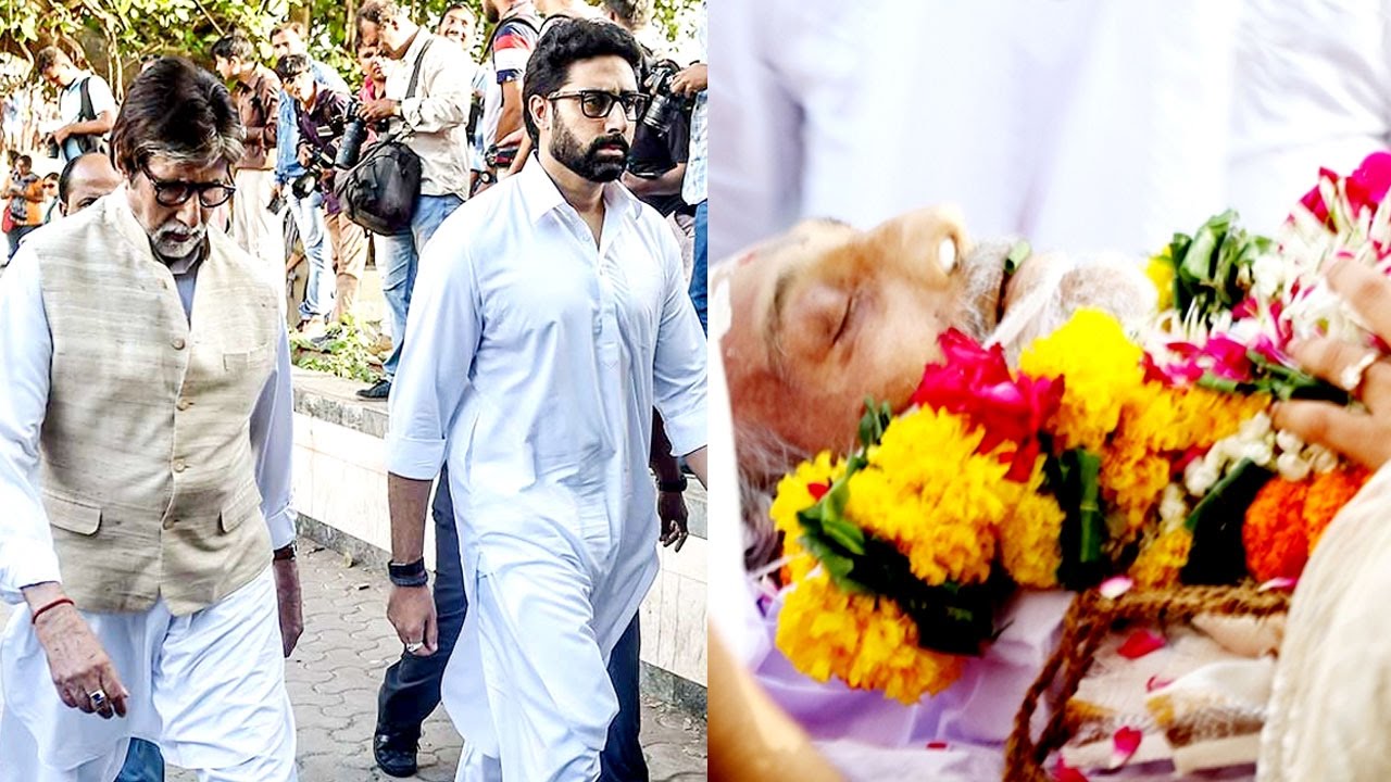 Amitabh Bachchan and son Abhishek Bid Goodbye to Vinod Khanna - YouTube