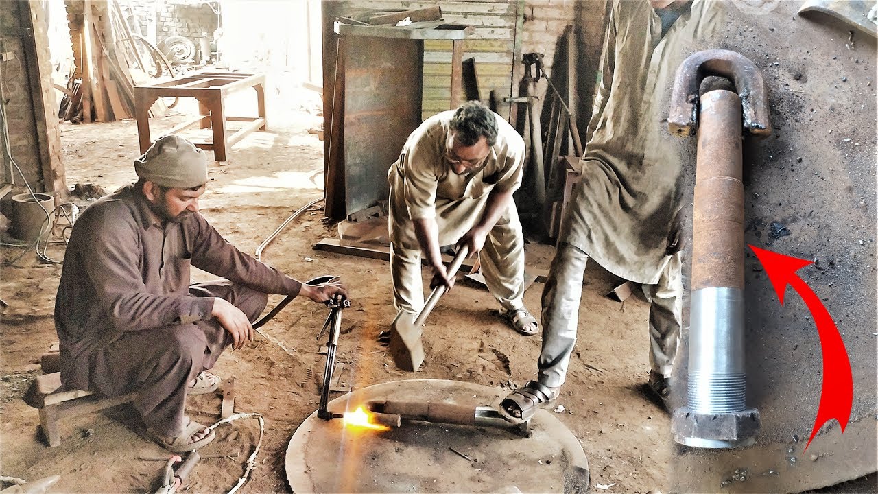 Blacksmith Making Tractor Trolley Hook Thread | Manufacturing Process of Tractor Holding Pin ...