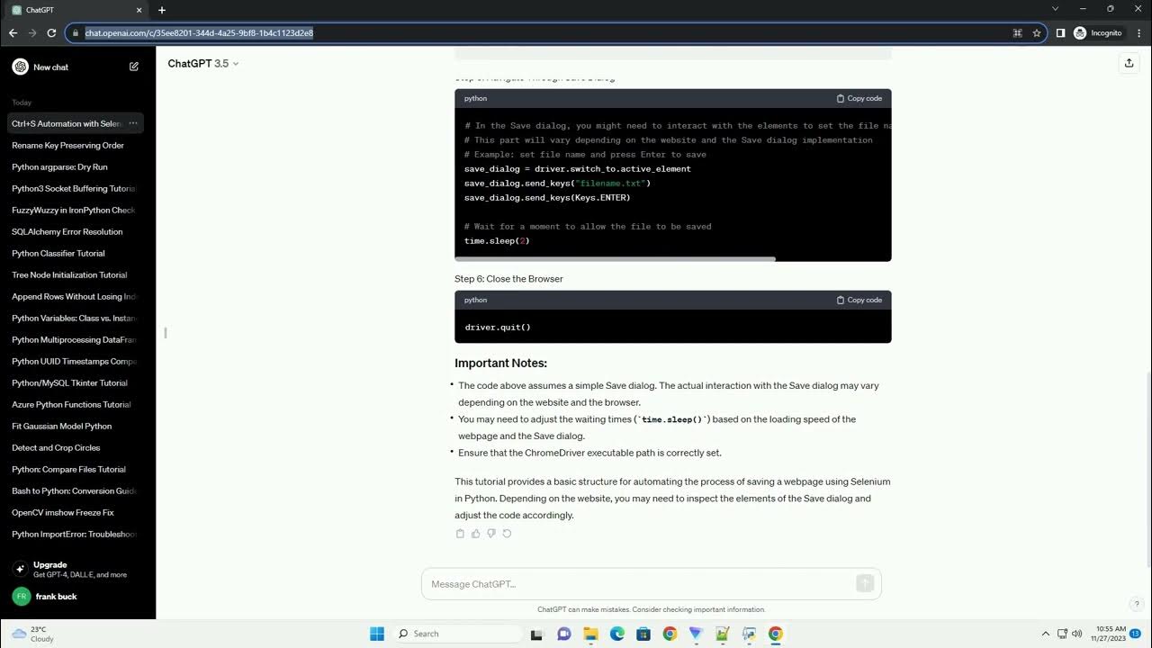 Ctrl S To Save A Chrome Page Contents Using Selenium Python Not Working