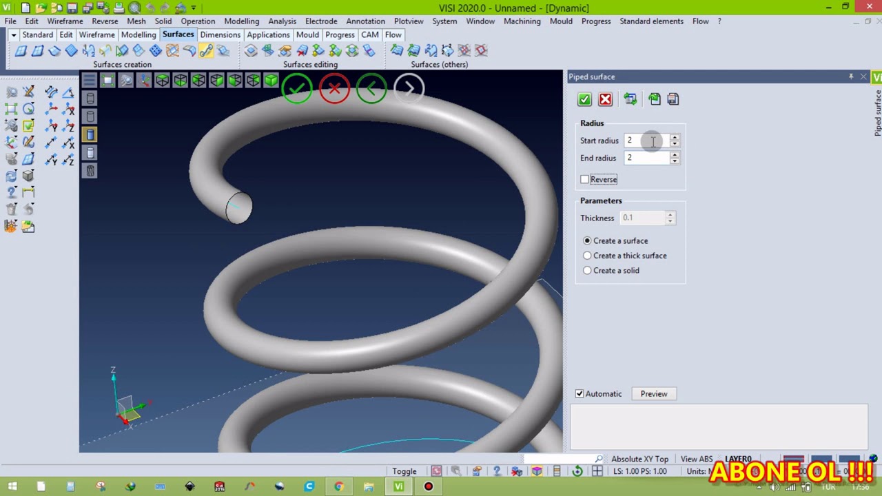 VISI CAD CAM 2020 EĞİTİMİ 26 YAY ÇİZME - YouTube