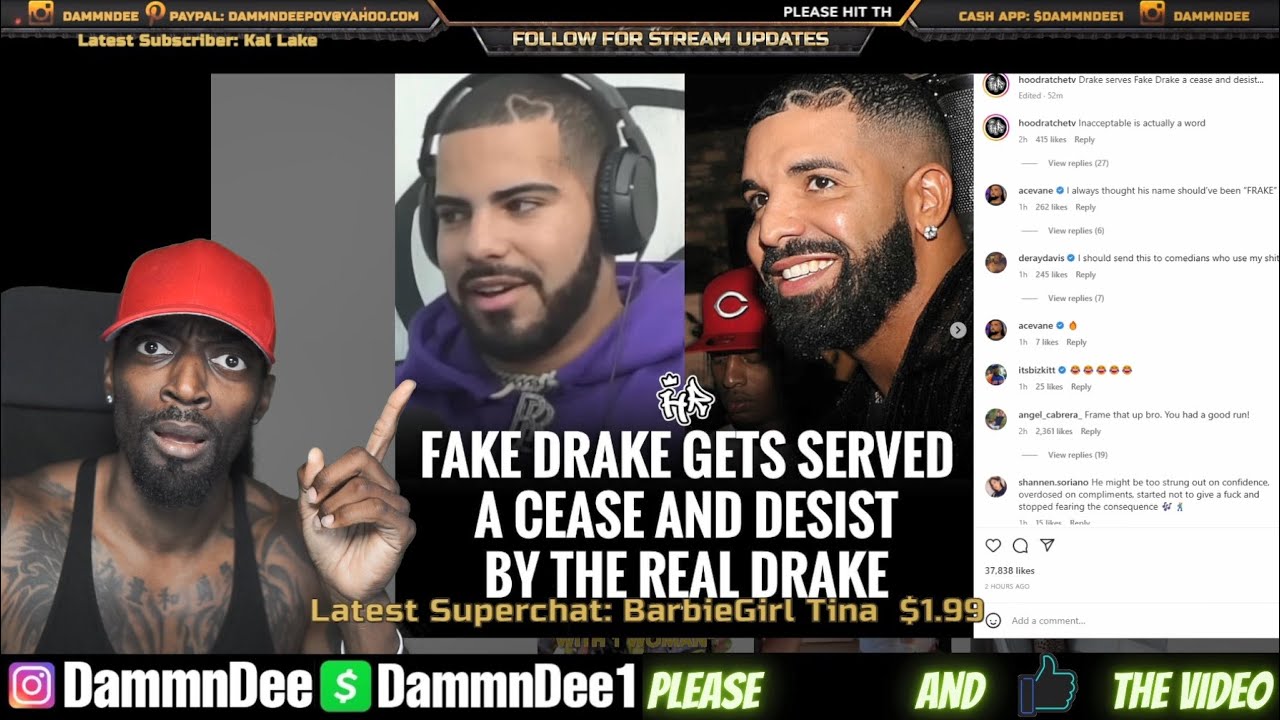 DRAKE SERVES THE "FAKE DRAKE" A CEASE AND DESIST LETTER & MIGHT SUE HIM ...