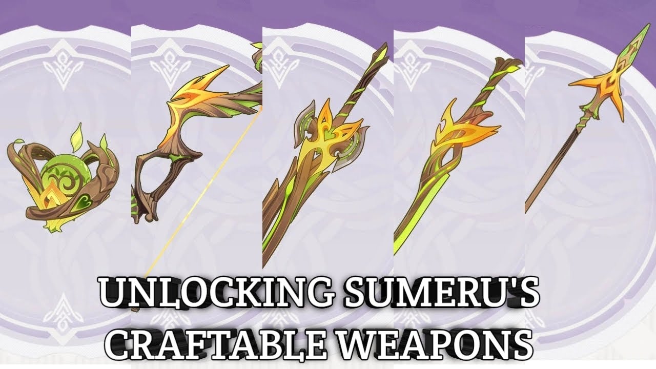 [Turn On CC] Sumeru Craftable Weapons - Genshin Impact - YouTube