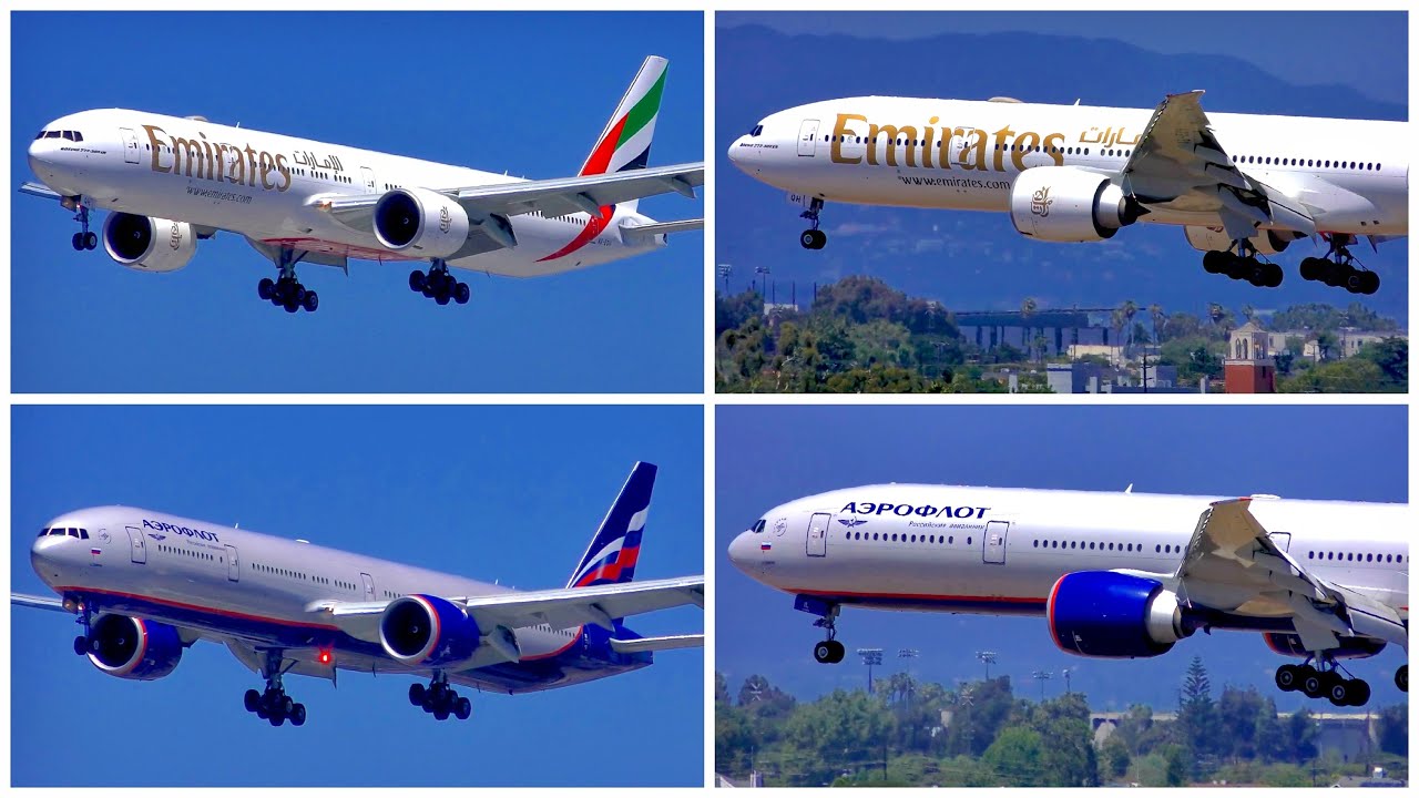 (ATC INCLUDED) 2 BOEING 777-300(ER) FLIGHTS LAND ON RUNWAY 24R AT LAX ...