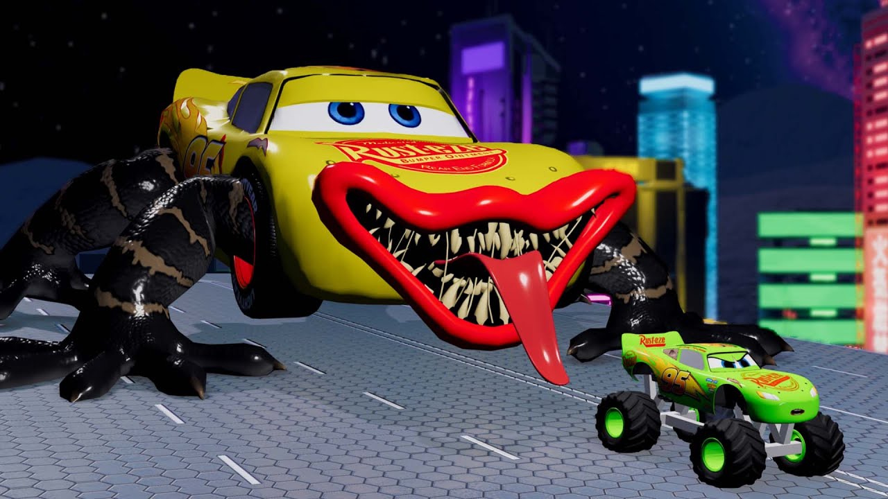 Epic Escape From The Lightning McQueen Lizard Eater, Megahorn, Car ...