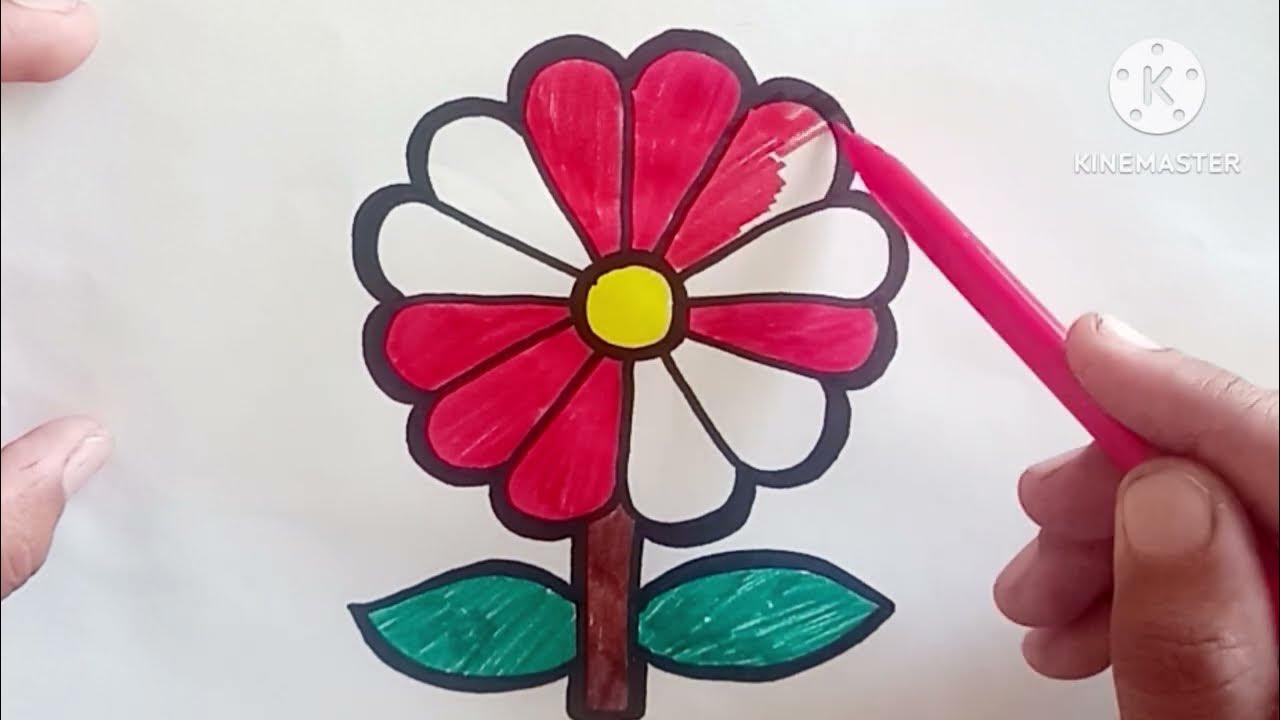 Rainbow Flower Drawing||How to draw rainbow flower Drawing easy step by ...