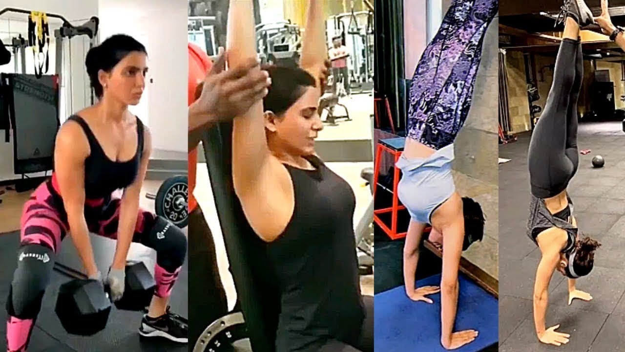 Actress Samantha Akkineni gym workouts Lifting 100kgs Squats 💪 🏋🔥🔥 ...
