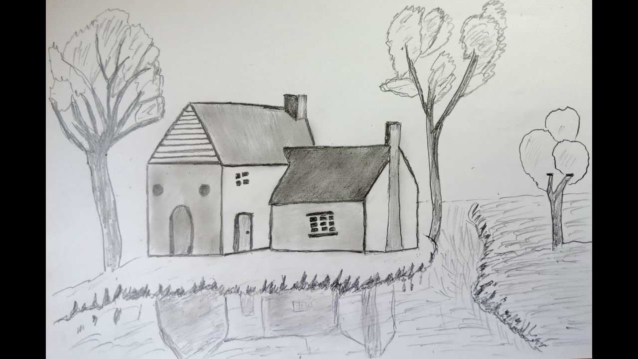 House reflection in Water | How to draw House reflection step| by step ...