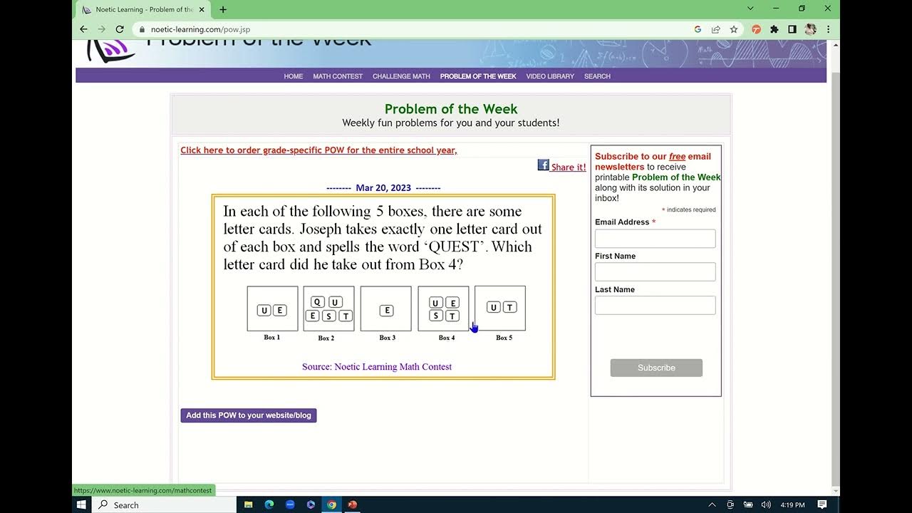 Math Problems - Solving Techniques - QUEST of BOX 4 - YouTube