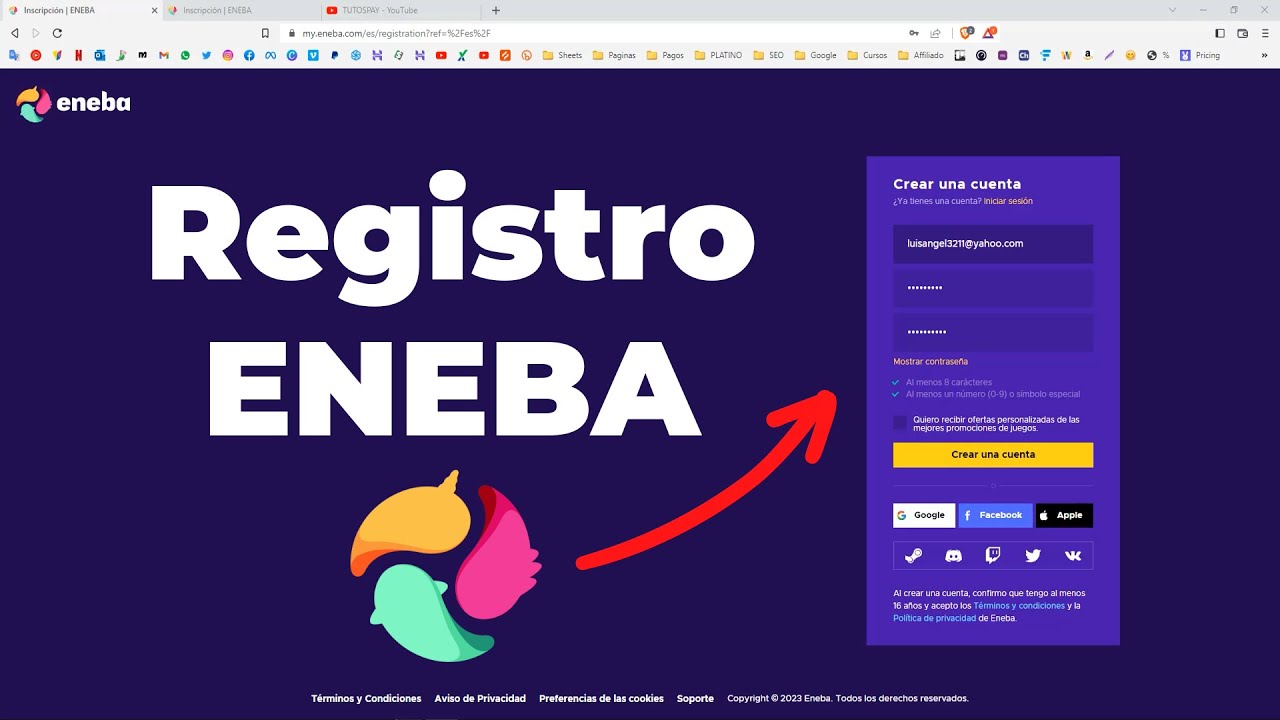 Cómo me registro en ENEBA (Crear cuenta) - YouTube