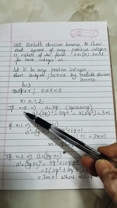 Use Euclids division lemma to show that square of any positive integer ...