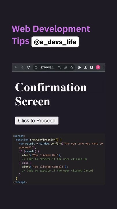 Confirm popup using JavaScript #javascript #jstips #jstricks #javascriptprojects #jspopup # ...
