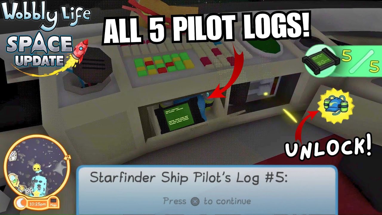ALL 5 PILOT LOGS (TIMESTAMPS)! THE PECKISH PILOT QUEST! Wobbly Life ...
