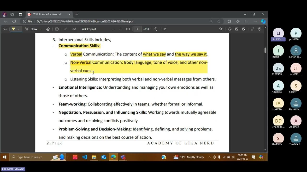 BIT Semester 03 Communication Skills 2 Day 02 Lesson 02 part 01 2024 08 ...
