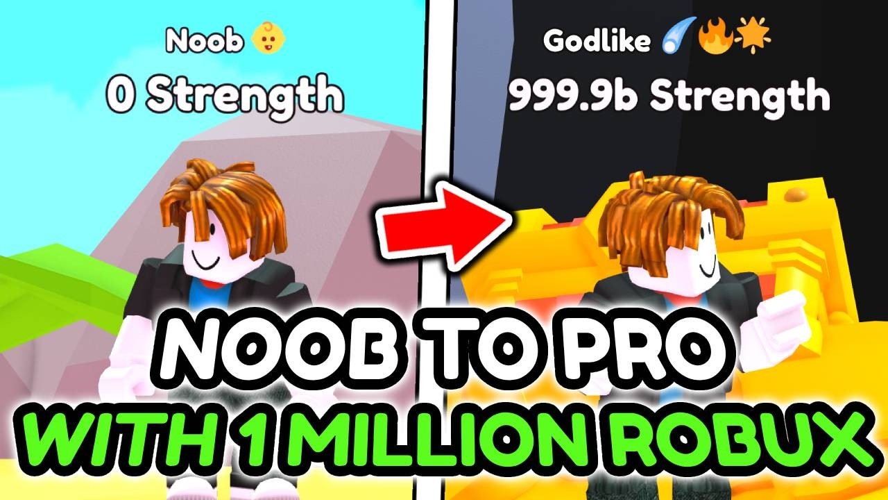 NOOB Spends 1 MILLION Robux to Go PRO in Roblox Arm Wrestle Simulator ...
