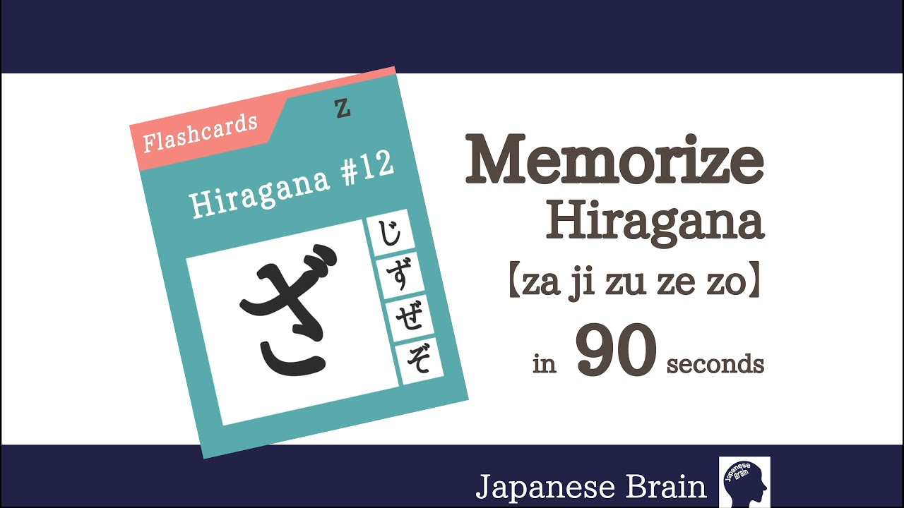 Flashcards - Learn / Memorize Japanese Hiragana za ji zu ze zo in 90 ...