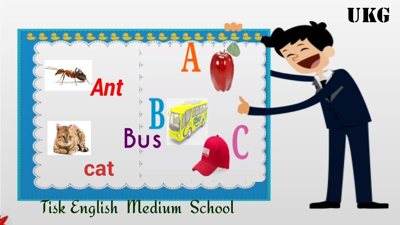 English Alphabets A B C Words with Spelling.... preschool learning ...