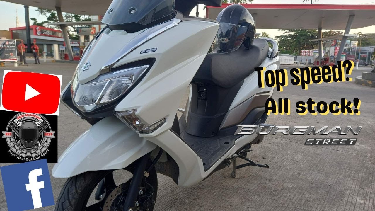 Burgman Street 125 top speed (all stock) - YouTube