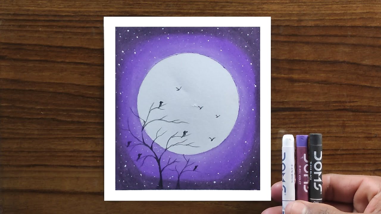 Easy oil pastel drawing for beginners || How to draw an alone birds ...