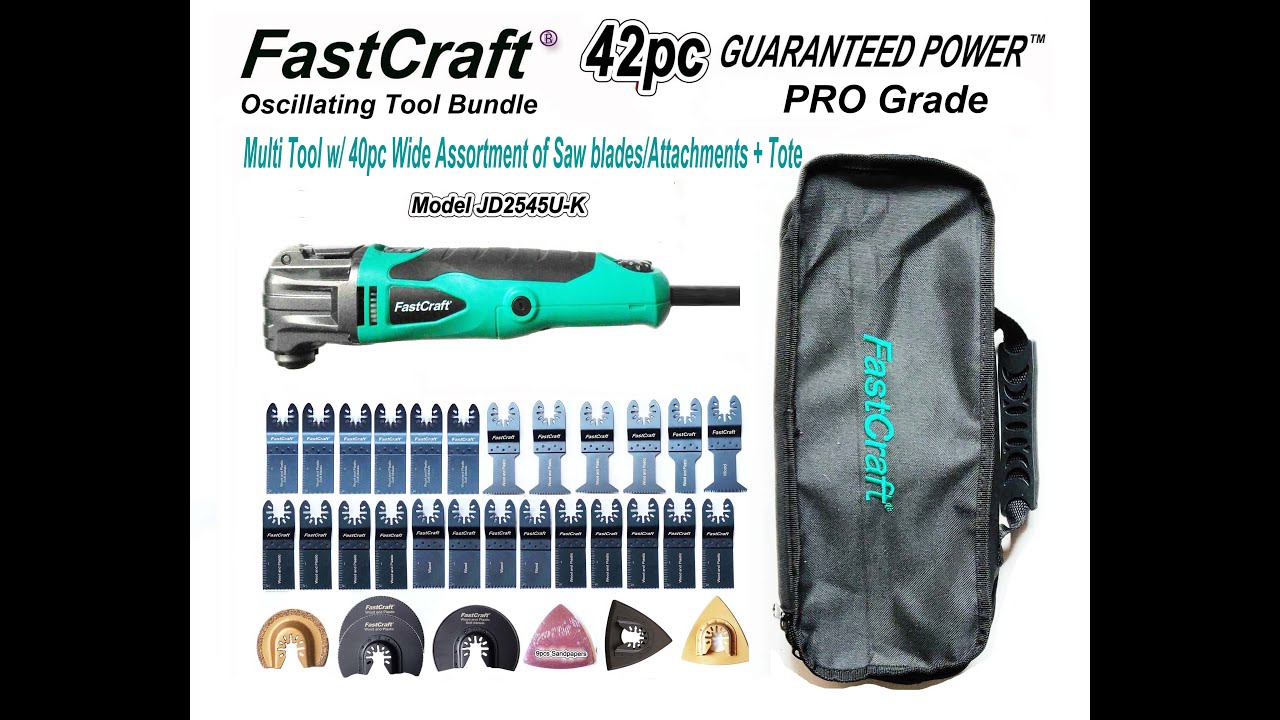 FastCraft 42pc Oscillating Tool Kit w/ PRO Model JD2545U-K - YouTube