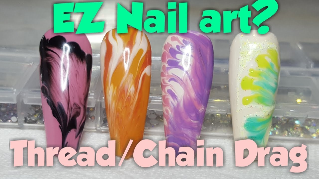 Chain/Thread Drag Nail Art - YouTube