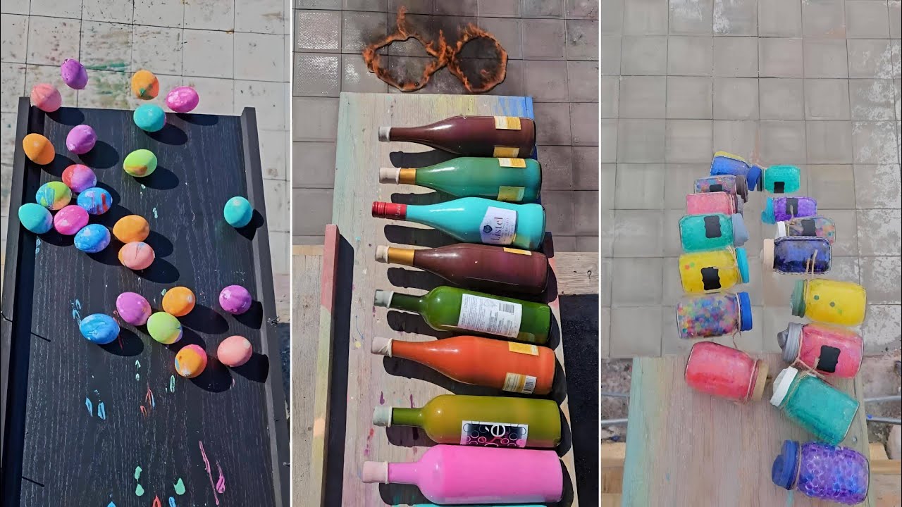 Breaking Glass Bottle And Balloon Drop_42 | Throwing bottle down stairs ...