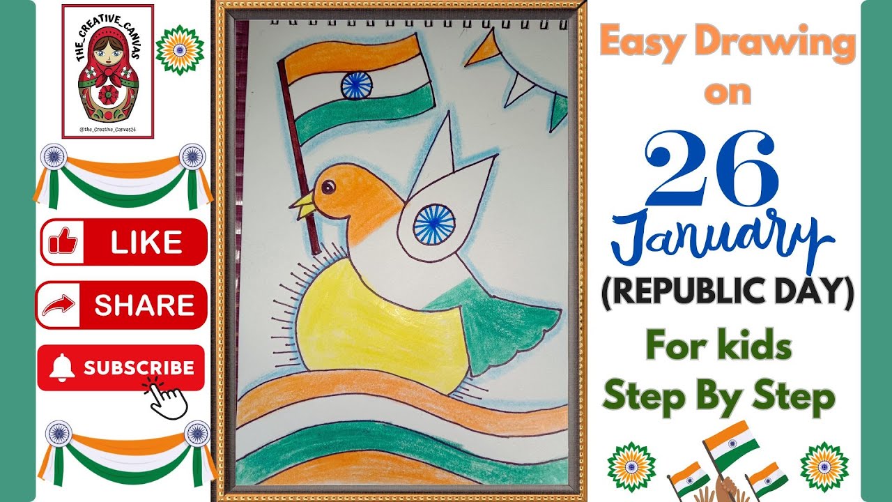 Easy Republic Day Drawing for Kids | Step-by-Step 26 January Art ...