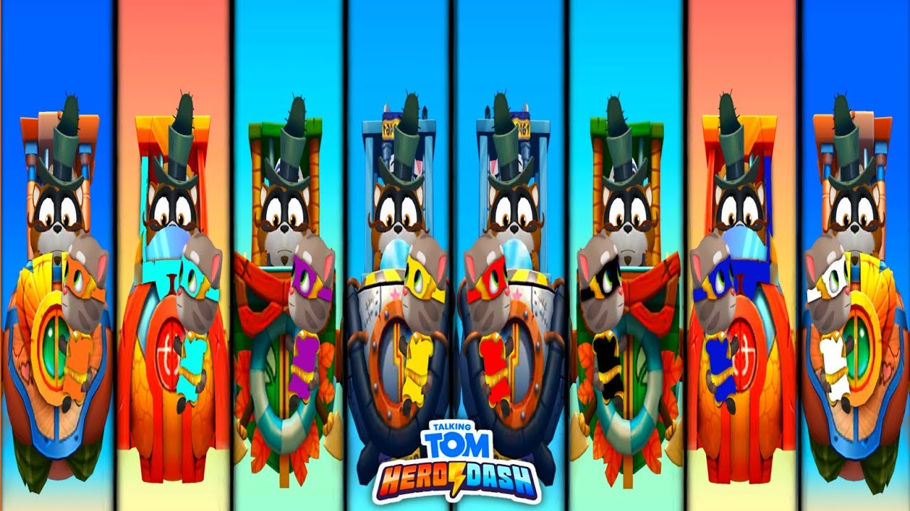 TALKING TOM HERO DASH + 8 SUPER HERO TOM - 8 COLOURS SUIT & FIGHT THE ...