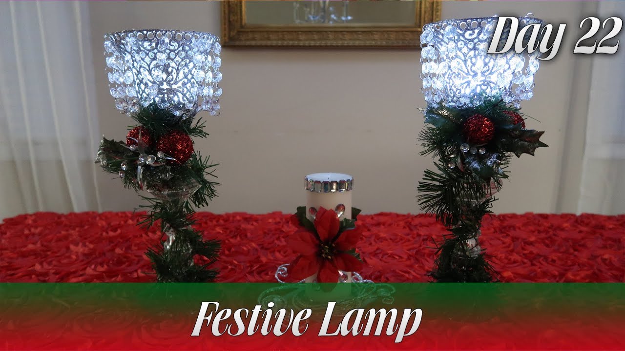 Dollar Tree DIY | Festive Lamp - Day 22 | How To - YouTube