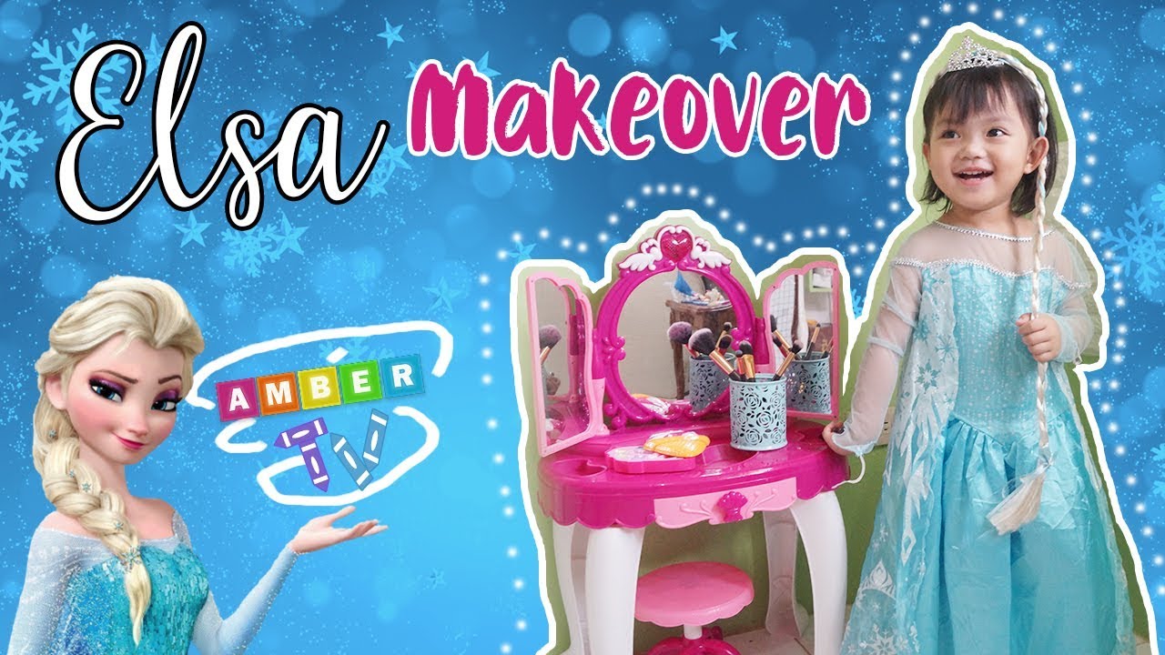 DISNEY'S FROZEN ELSA MAKEOVER by 2-year old Amber - YouTube