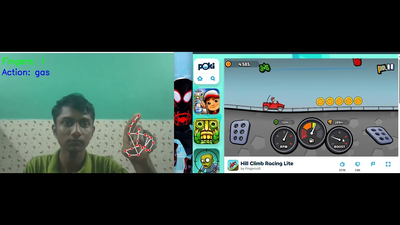 Hand Gesture Hill Climb Controller - YouTube