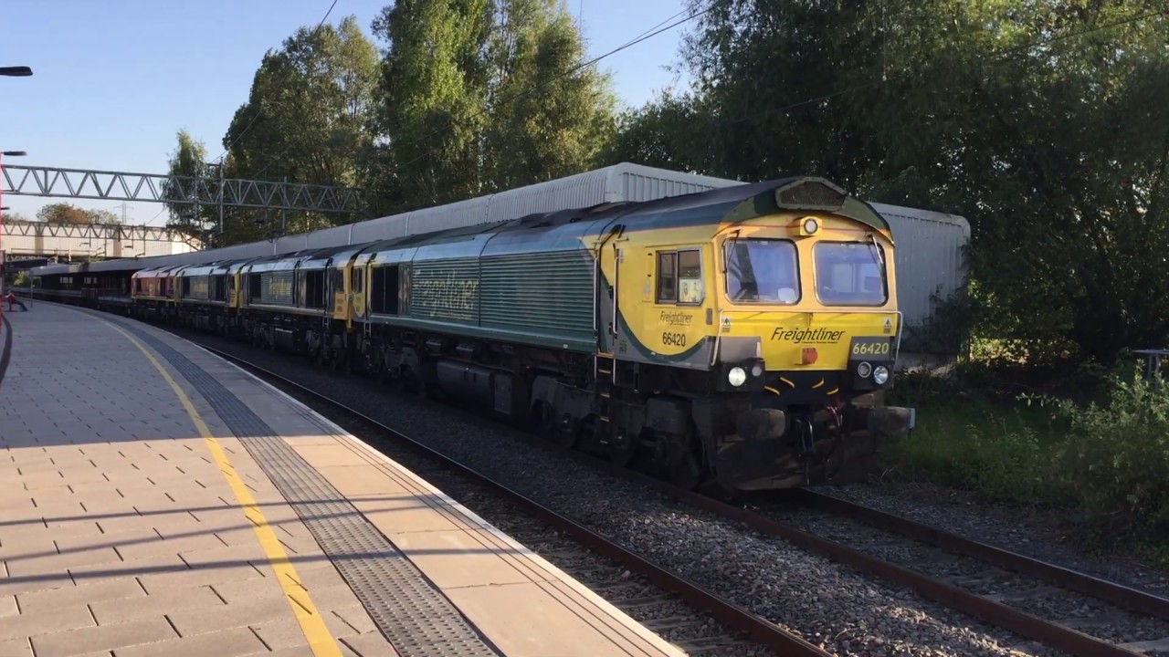 Freightliner class 66 convoy at Stafford, September 2019 - YouTube