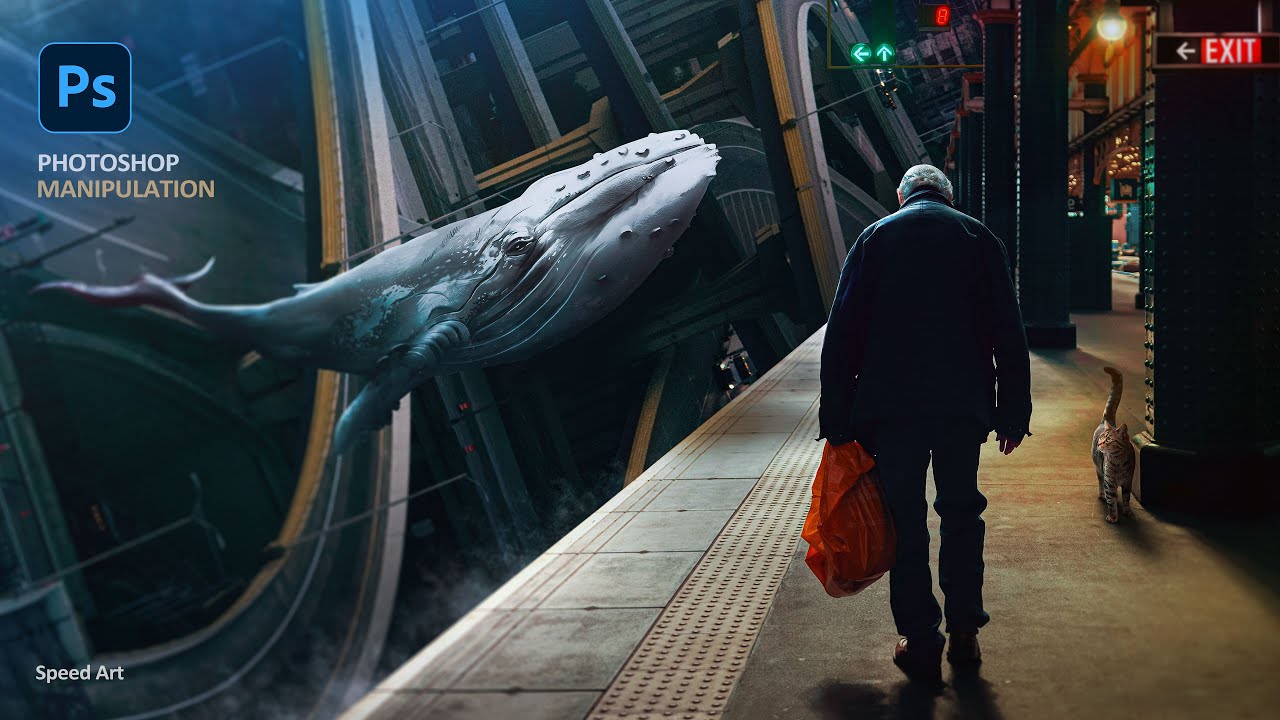 Futuristic Train Station Cinematic Photo Manipulation Speed Art ...