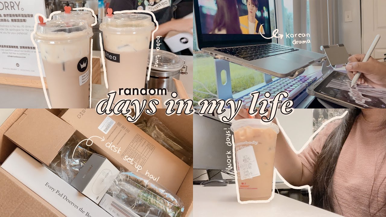 🍒 days in my life: desk set-up haul, work days, lots of boba milktea ...