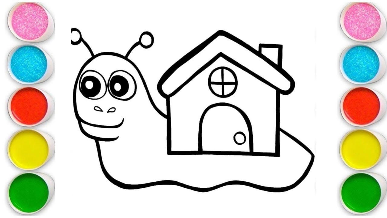 Snail House Drawing, Painting & Coloring For Kids and Toddlers_ Child ...