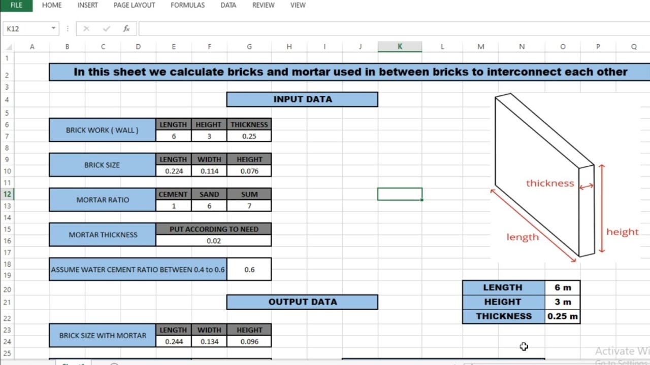 Excel Calculator of Brick and Mortar - YouTube