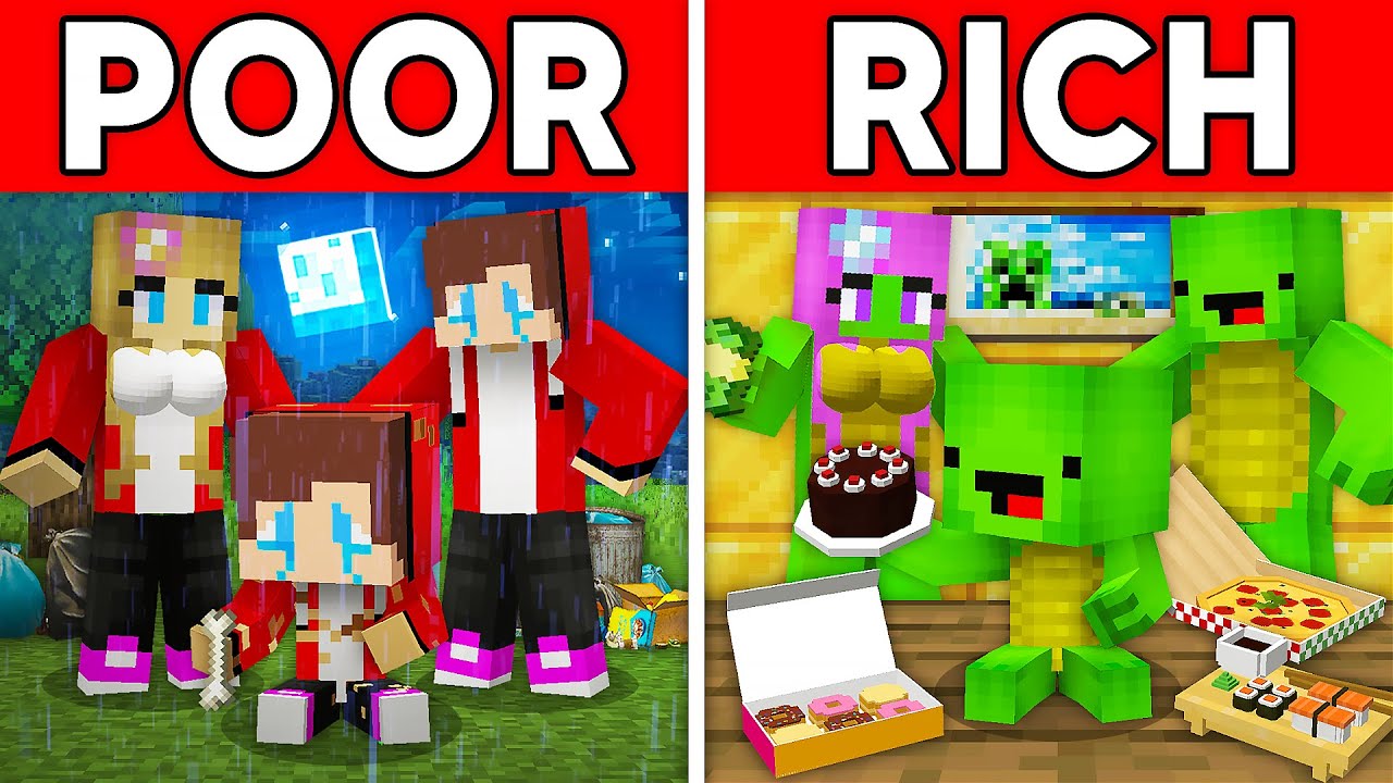 POOR JJ Family vs RICH Mikey Family - Sad Story in Minecraft - Maizen - YouTube