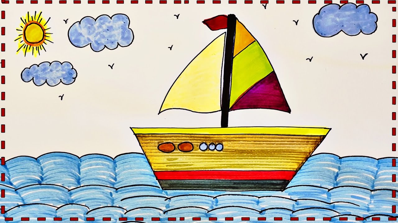 How to draw a boat | Drawing For Kids | Easy Drawing Tutorial | Draw a ...
