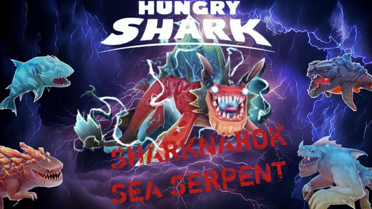 Hungry Shark Evolution 🔴 SHARKNAROK Sea Serpent Review Lord of thunder ...