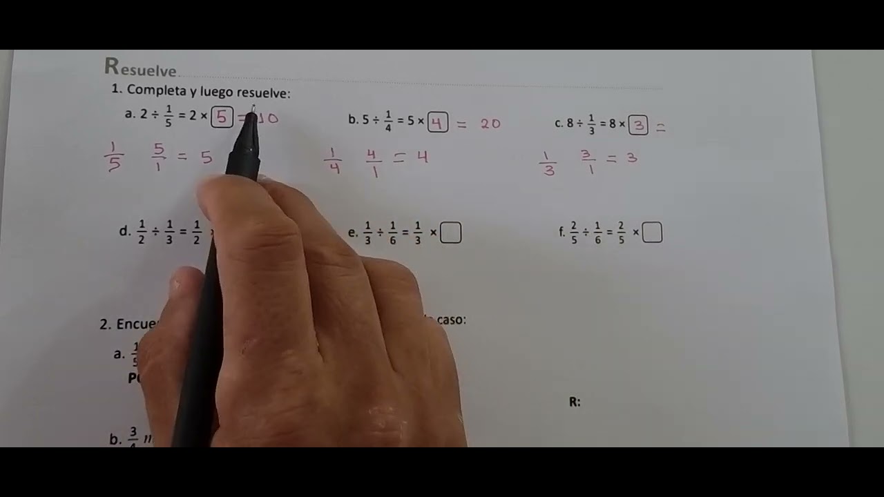 División de fracciones entre fracciones unitarias (Cuaderno de ...