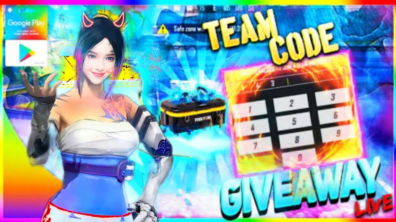 FREE FIRE LIVE GIVEAWAY || TEAM CODE GIVEAWAY || FF LIVE GIVEAWAY ...